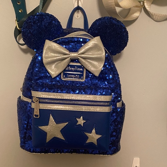 Loungefly | Bags | Loungefly Blue Sequin Backpack With Silver Stars ...